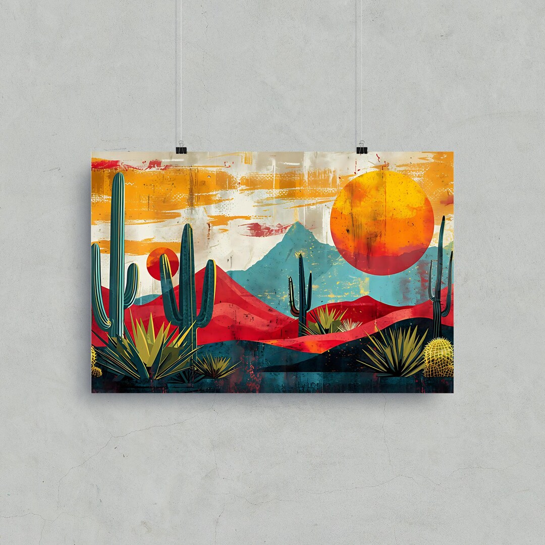 Desert Landscape Posters, Southwestern Art Prints, Cactus Scenery ...