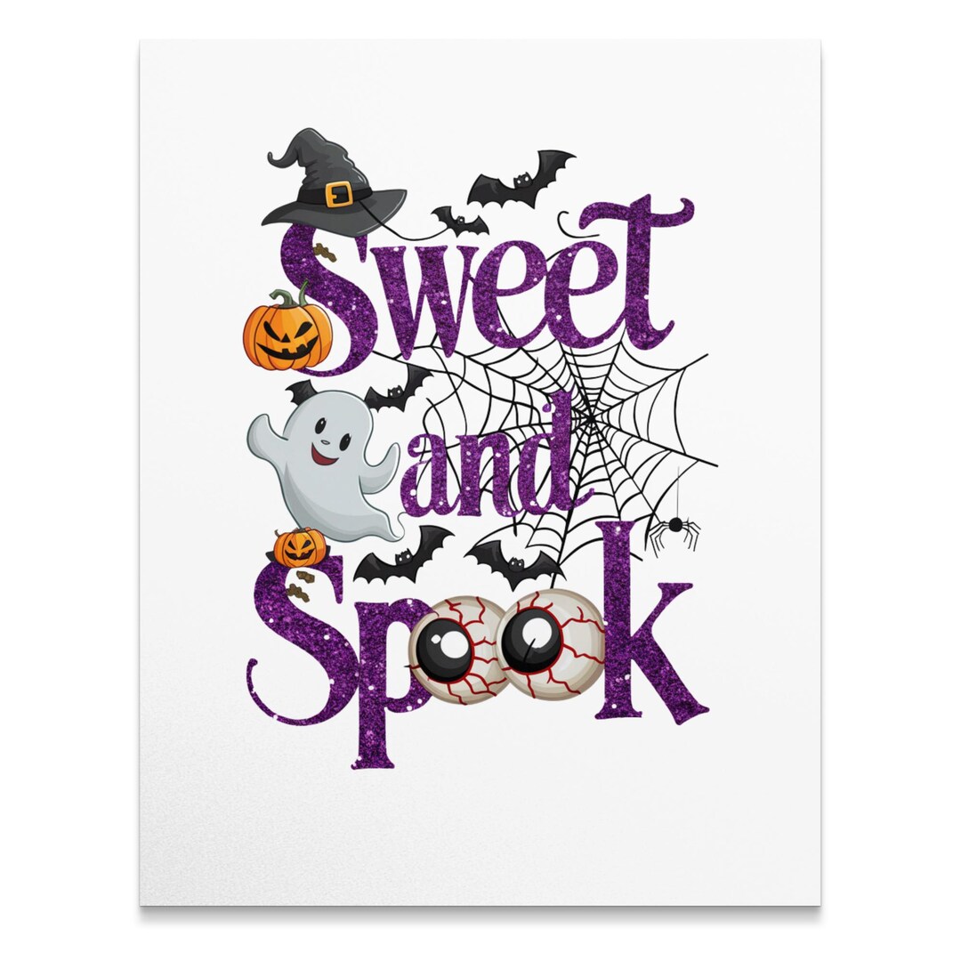 Halloween Poster, Sweet and Spook Wall Art, Spooky Ghost and Pumpkin ...