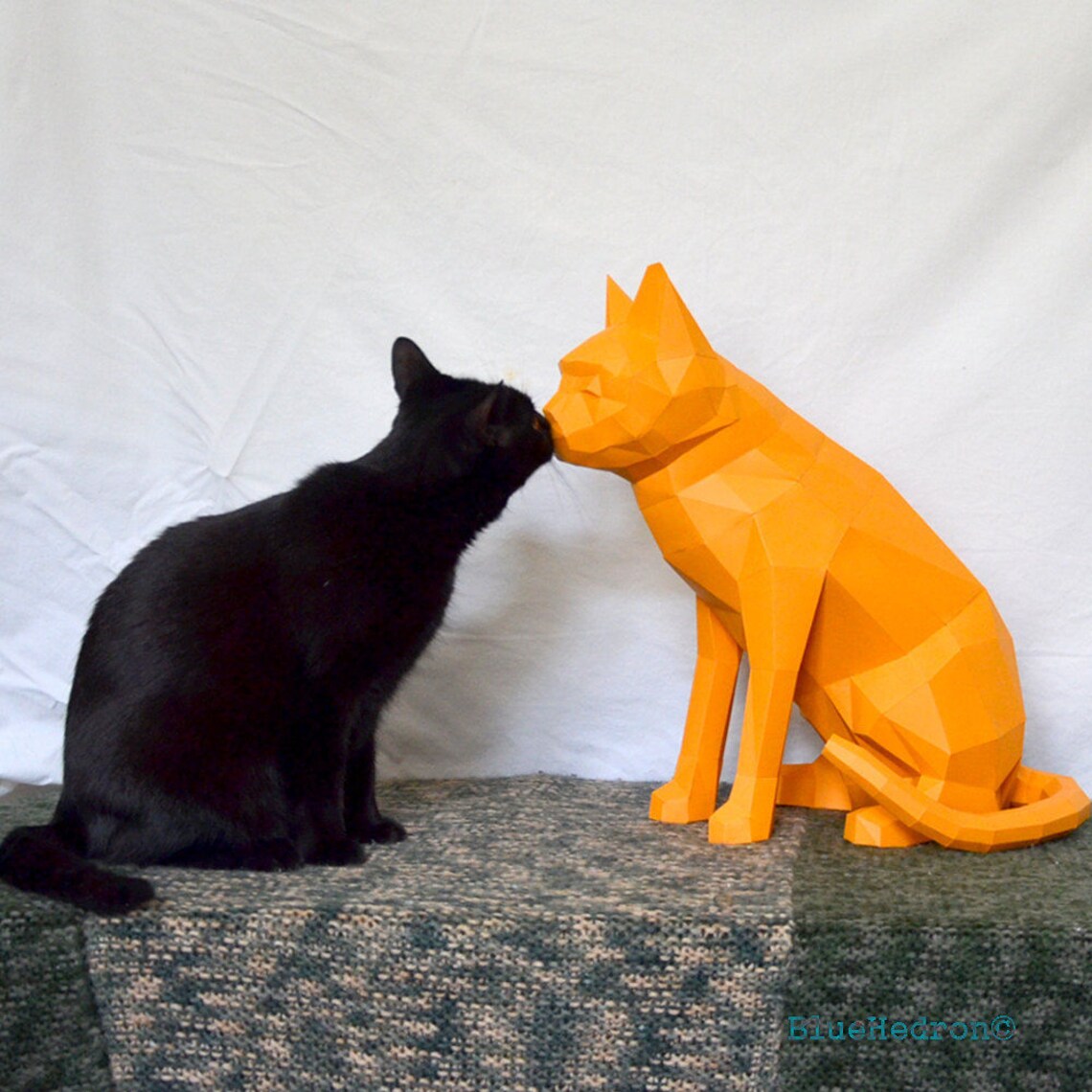 Cat Model Paper Trophy Low Poly 3D Origami Papercraft Faux Taxidermy ...