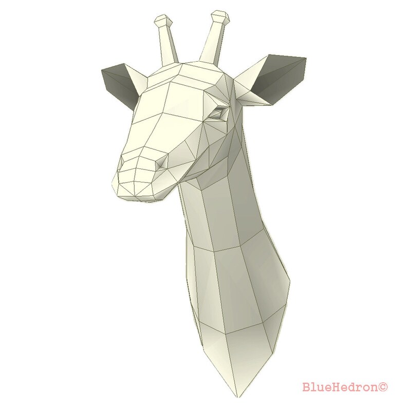 Giraffe Head Papercraft Faux Taxidermy Wall Mount, Printable PDF DIY ...