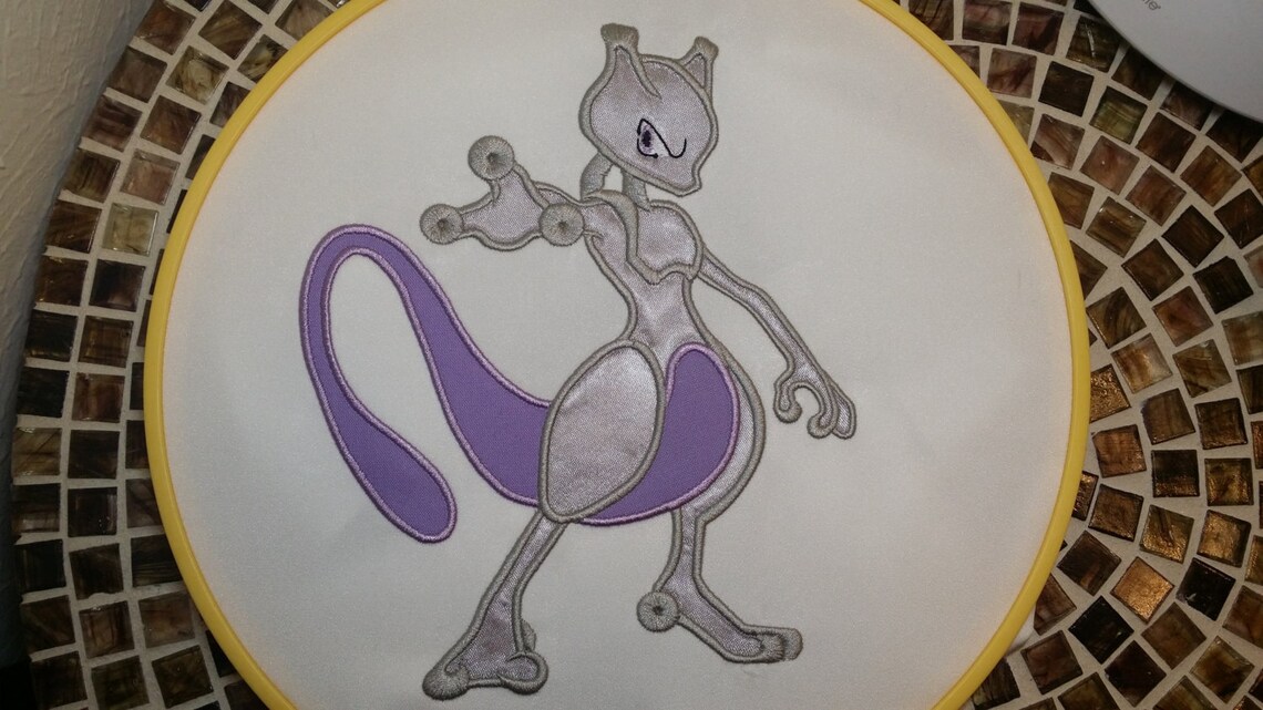 Mewtwo Embroidery Applique Digital Download Silhouette | Etsy