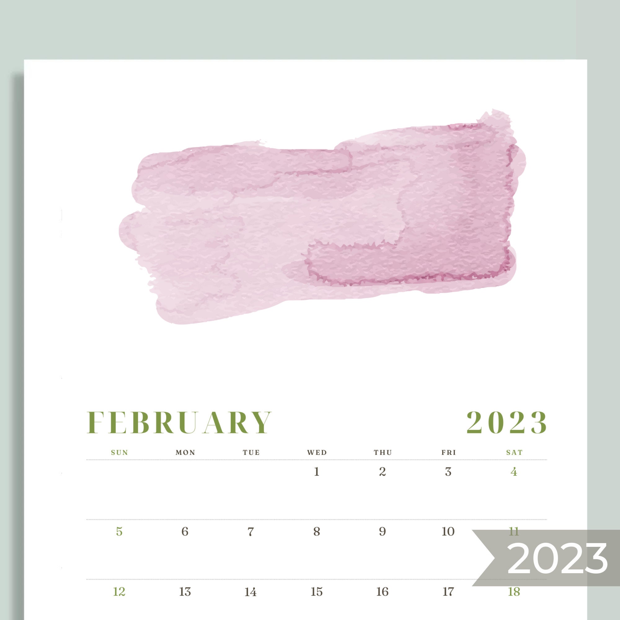 2023 Watercolor Calendar Printable Refrigerator Calendar - Etsy