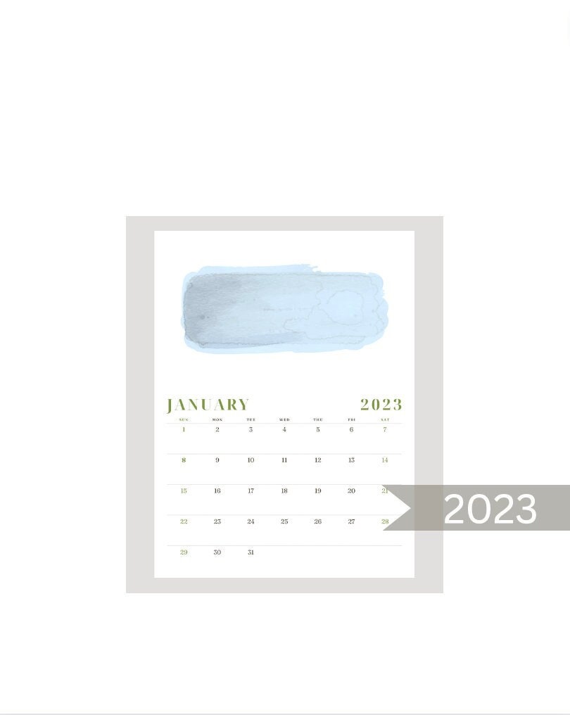 2023 Watercolor Calendar Printable Refrigerator Calendar - Etsy