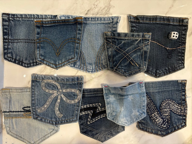 10 Denim Pockets Assorted Small Medium Large Size Set of 10 Jean Denim ...