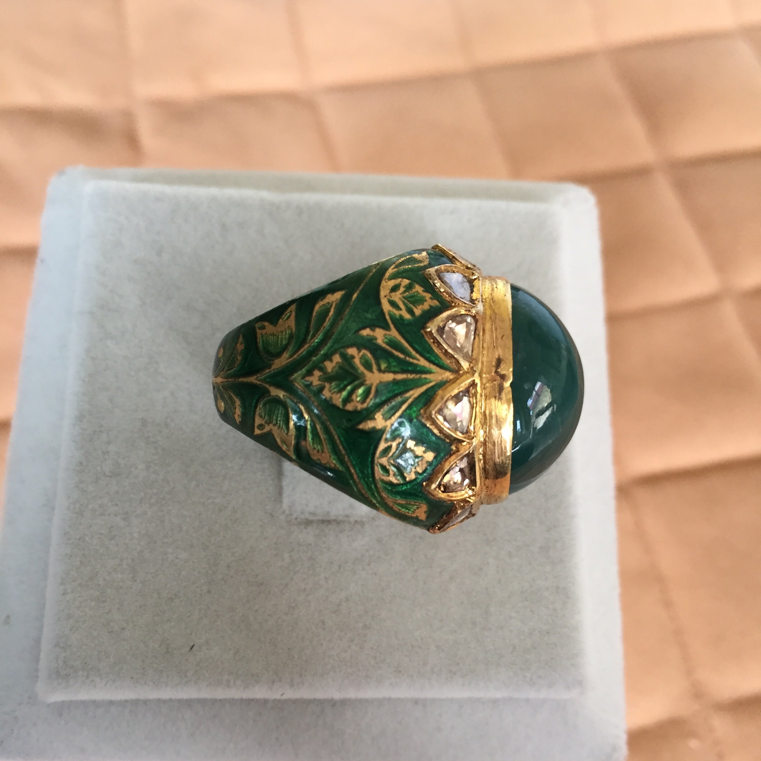 Vintage Gold Indian Mughal Ring With 25ct Natural Zambian Emerald ...