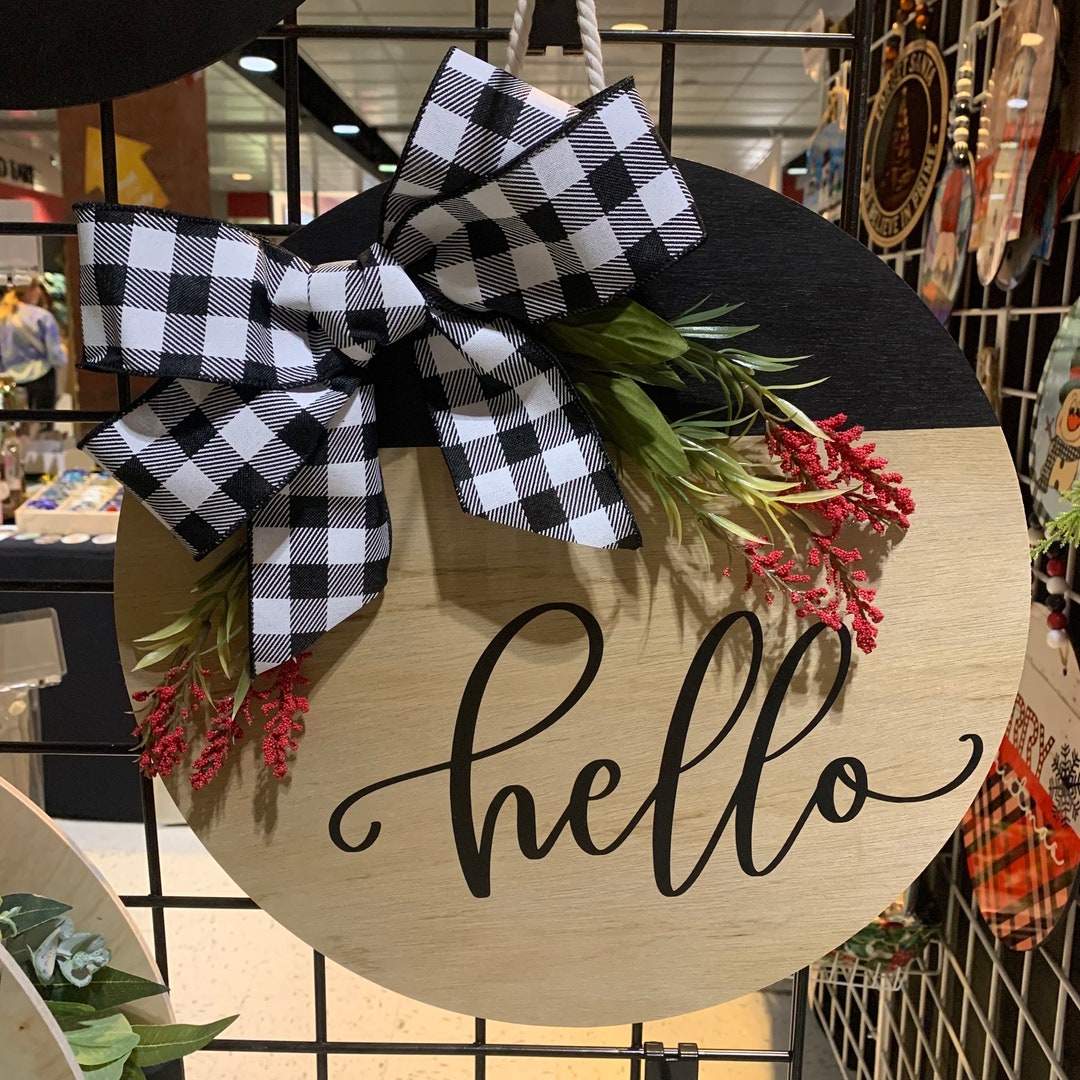 Hello Wooden Door Hanger Welcome Sign - Etsy