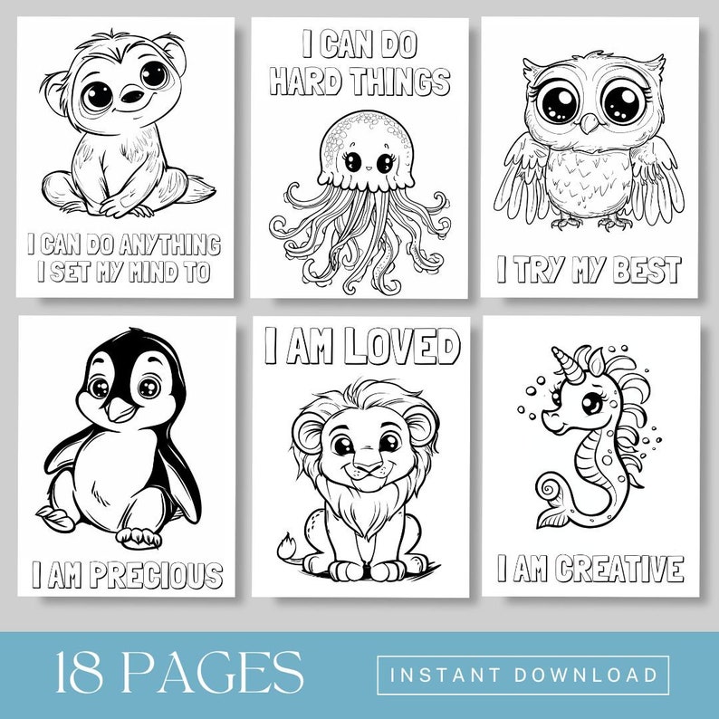 18 Printable Coloring Pages for Toddlers & Kids - Positive Affirmations ...