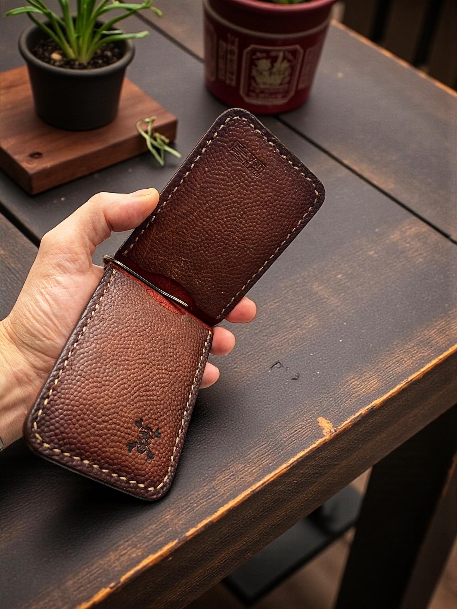Leather Four Pocket Football Money Clip Wallet Repurposed From a Wilson ...