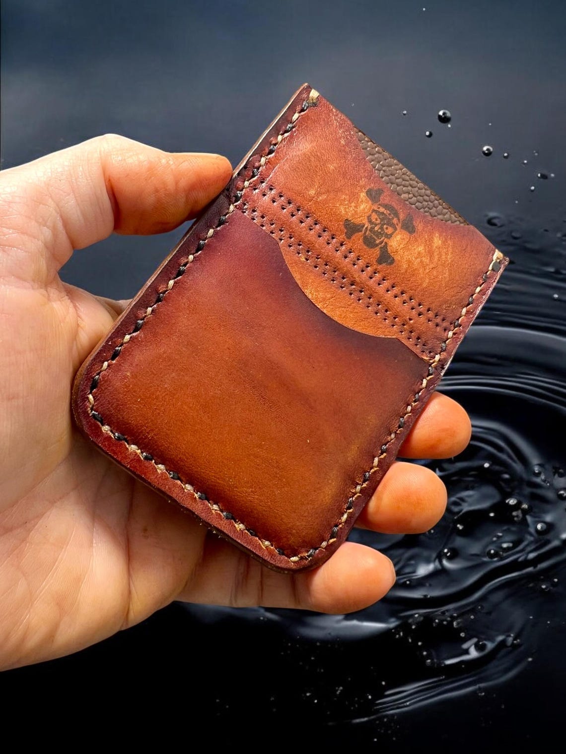 Minimalist Leather Three Pocket Baseball Wallet Repurposed From a ...