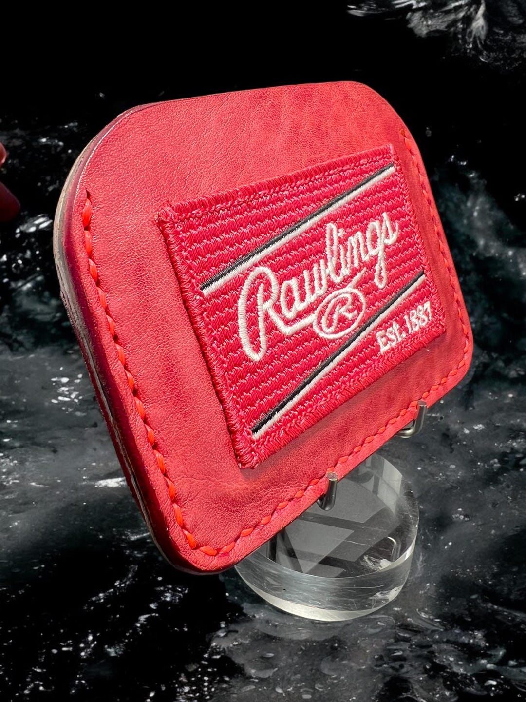 Minimalist Leather Three Pocket Baseball Wallet Featuring Rare Rawlings ...