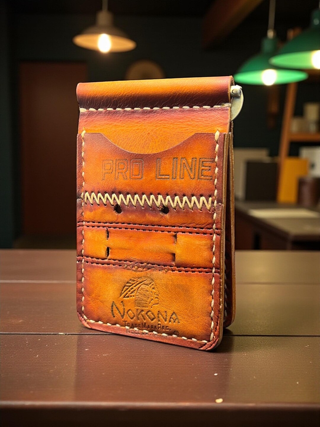 Leather Four Pocket Baseball Money Clip Wallet Repurposed From a Nokona ...