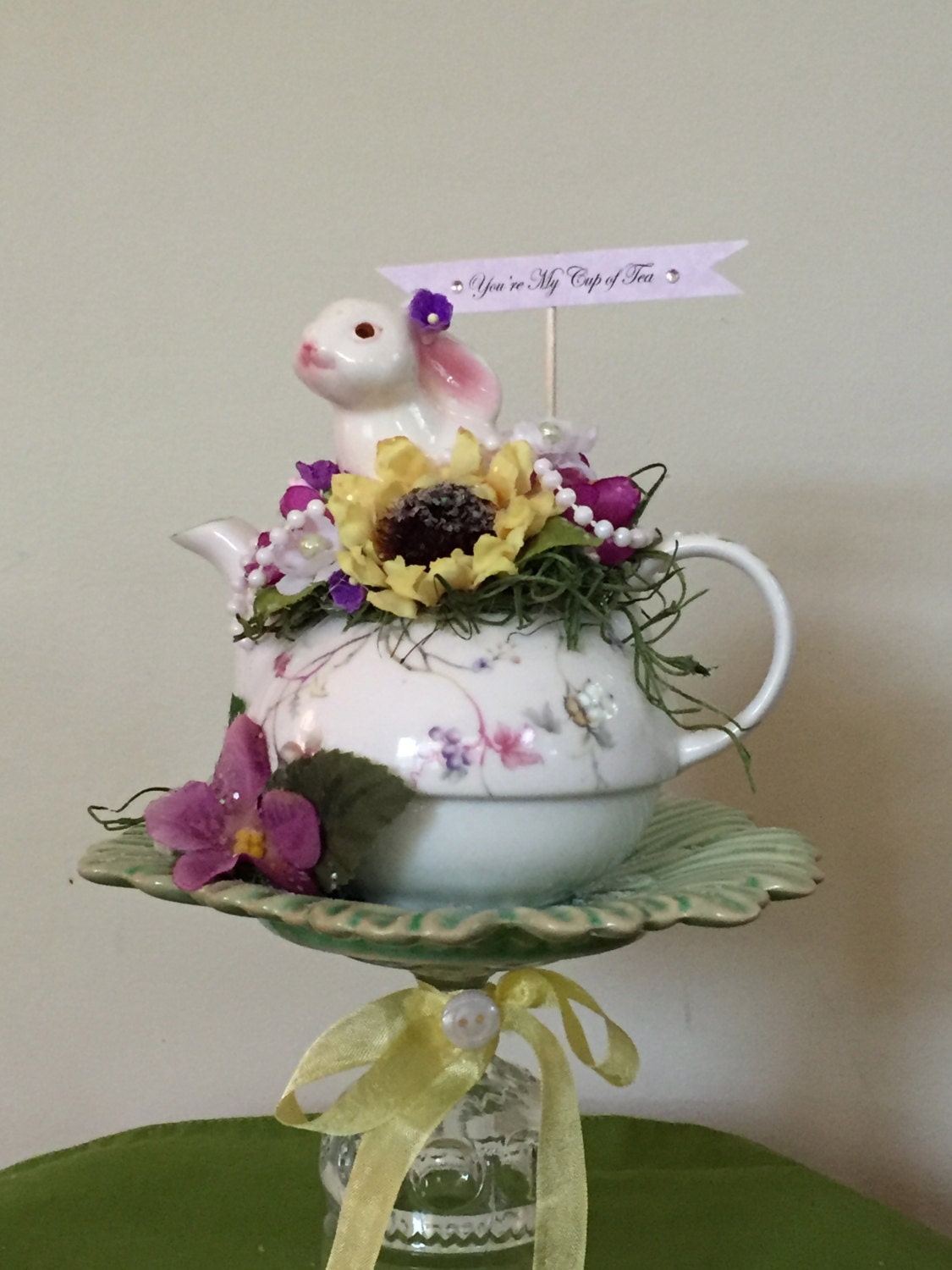 Garden Tea Party Bridal Shower Centerpiece, Shabby Chic Vintage Teapot ...