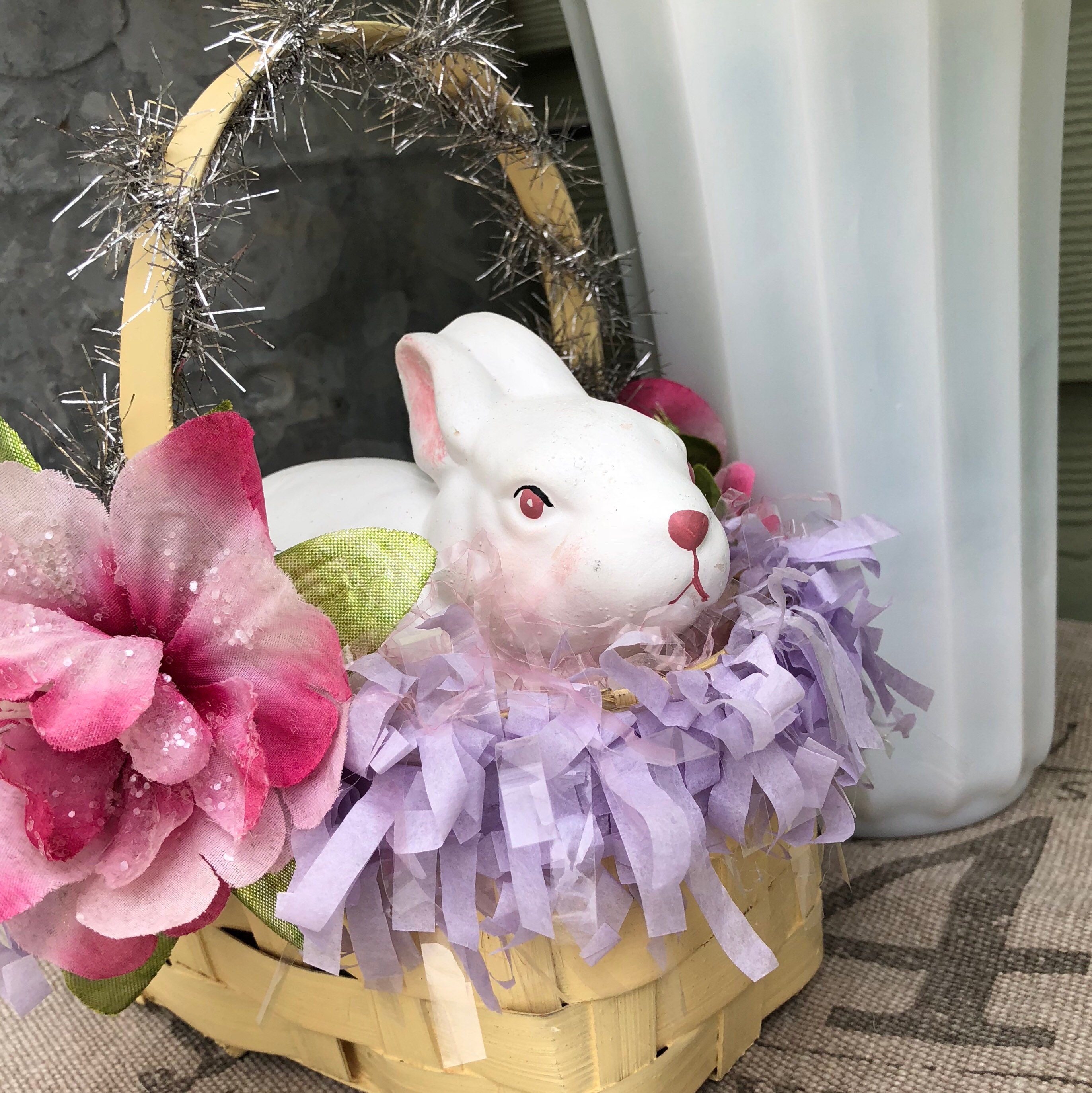 Shabby Chic Cottage Style Easter Decor With Yellow Basket - Etsy