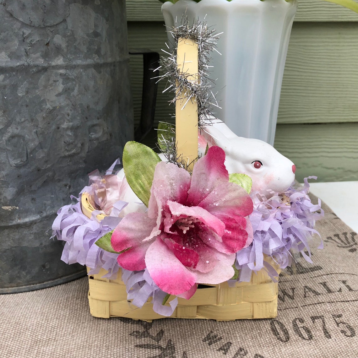 Shabby Chic Cottage Style Easter Decor With Yellow Basket - Etsy