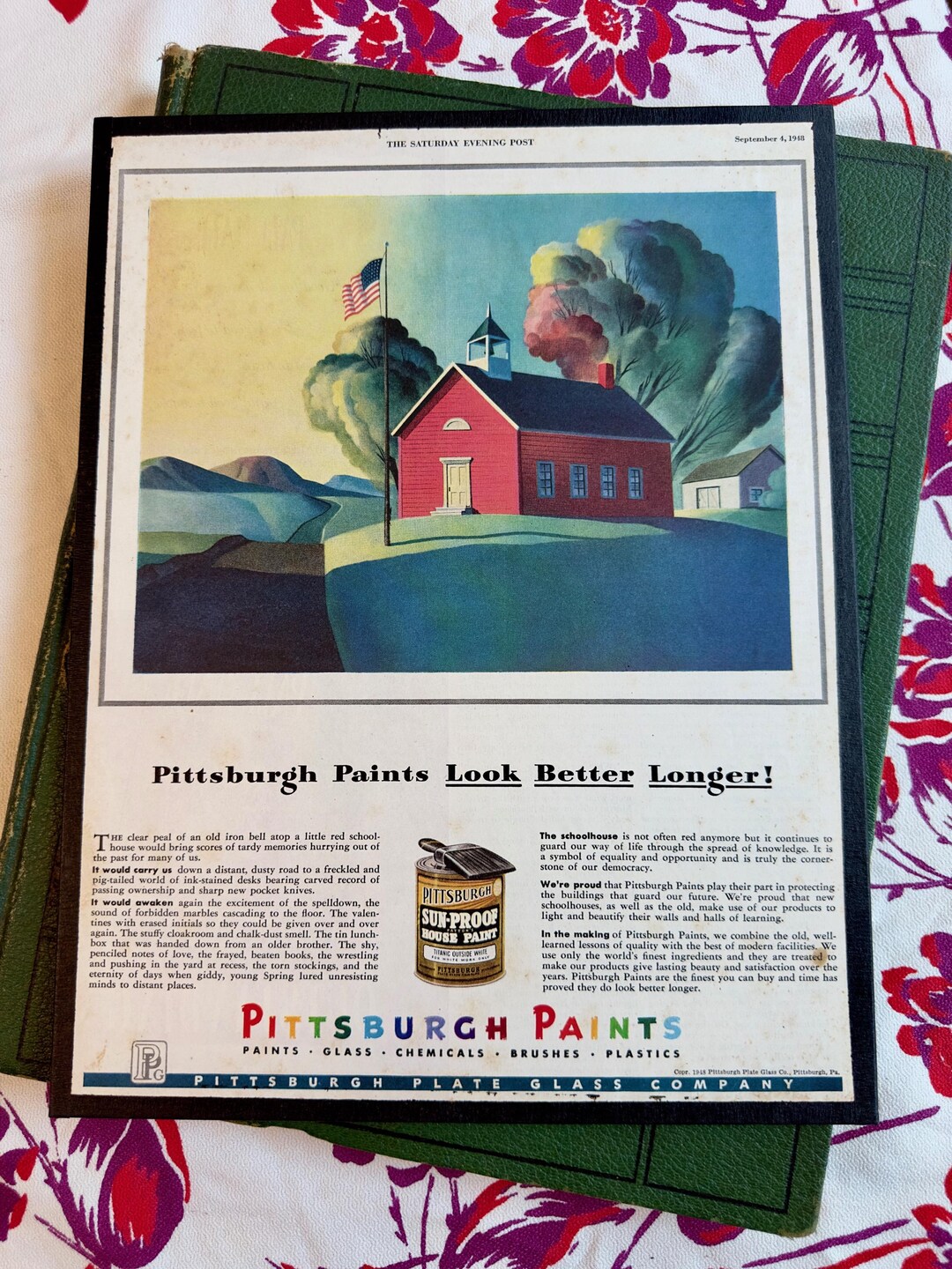 1948 Pittsburgh Paints Ad: Red Schoolhouse - Saturday Evening Post (AR ...