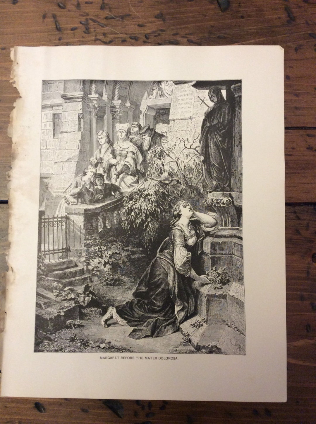 Antique Print, Faust by Goethe, Margaret Before Mater Dolorosa Book ...