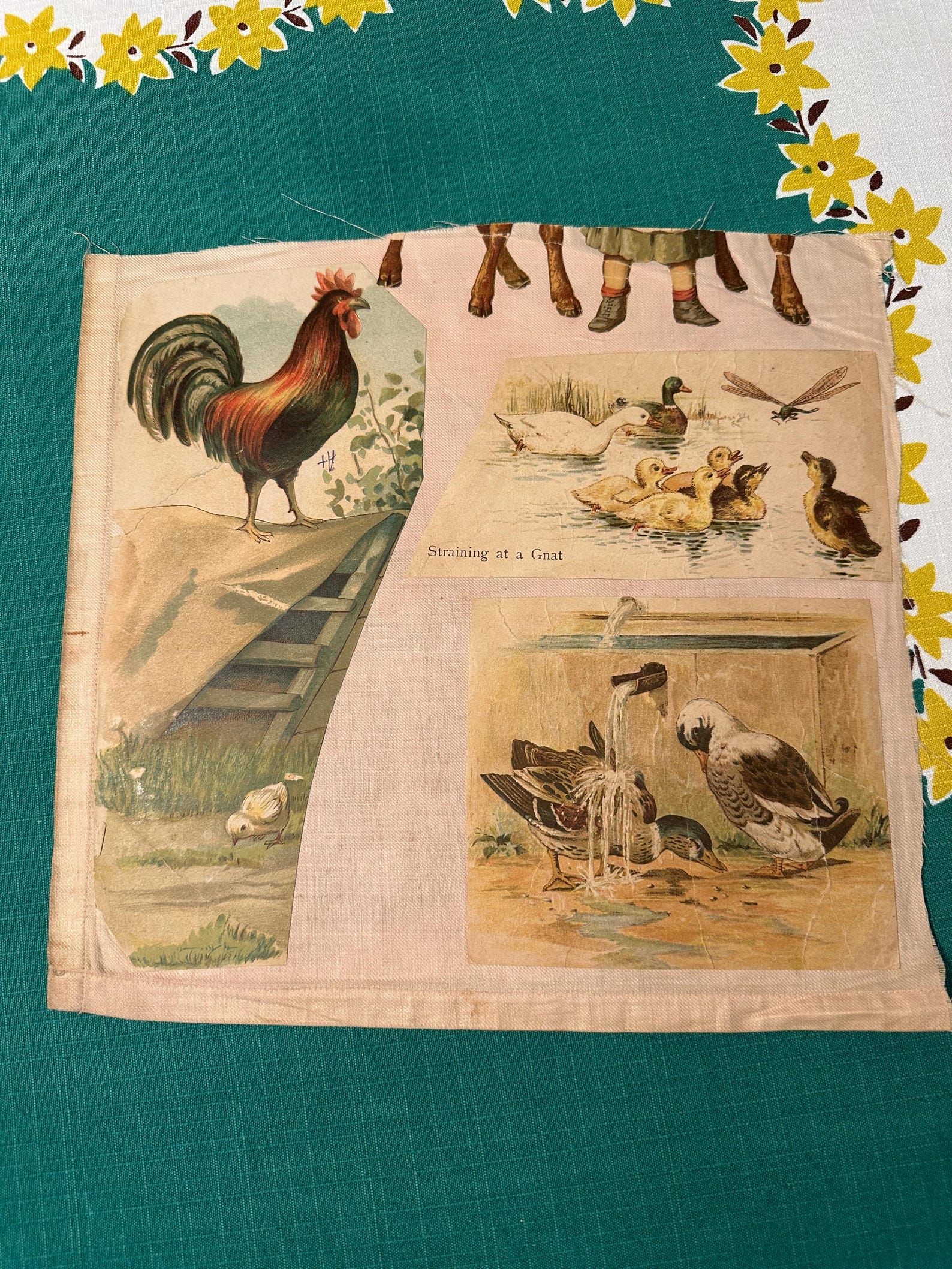 Antique Print, Antique Scrapbook Page, Girl With Goats, Baby Ducklings ...