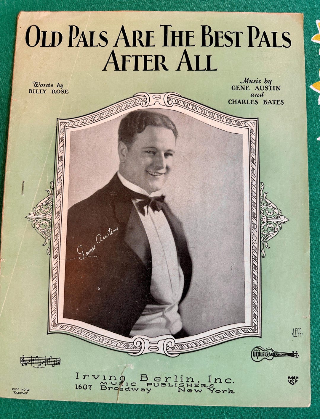 1928 "old Pals" Sheet Music: Gene Austin, Billy Rose, Irving Berlin (EP ...