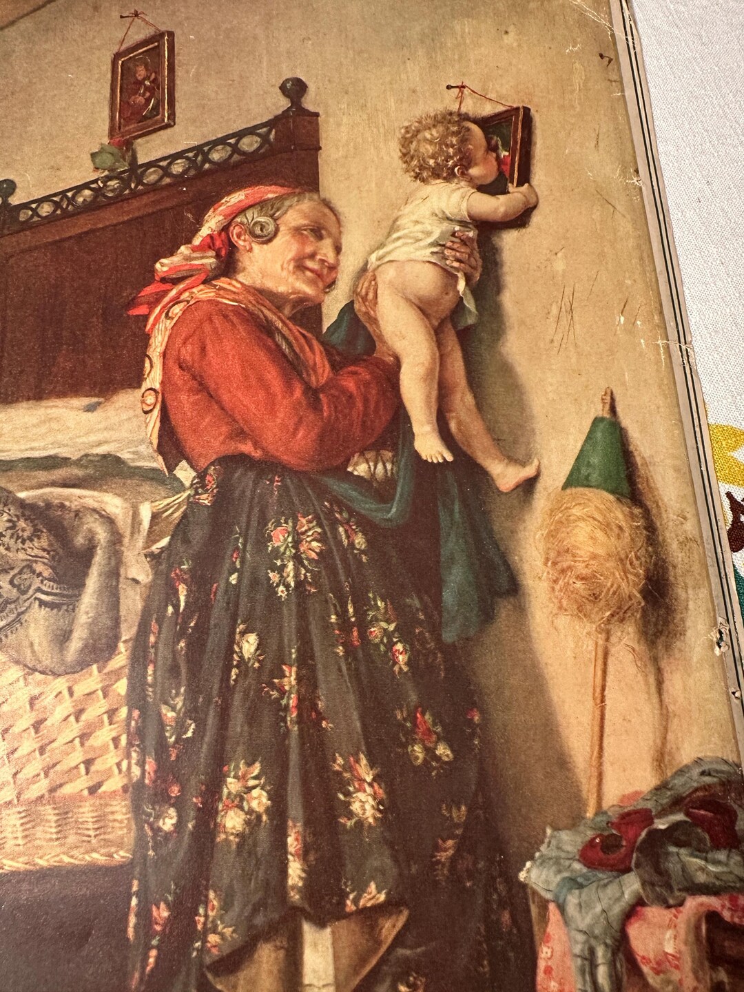 Antique Print, Faith by Luigi Ferrazzi, Grandma and Baby, Fratelli ...