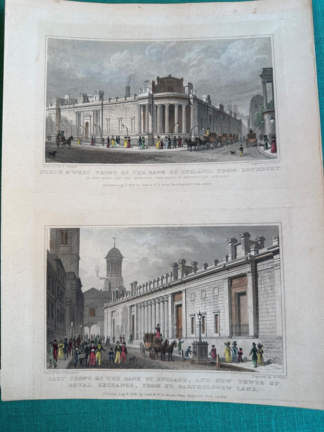Antique London Architecture Print, Bank of England, 1827 Steel ...