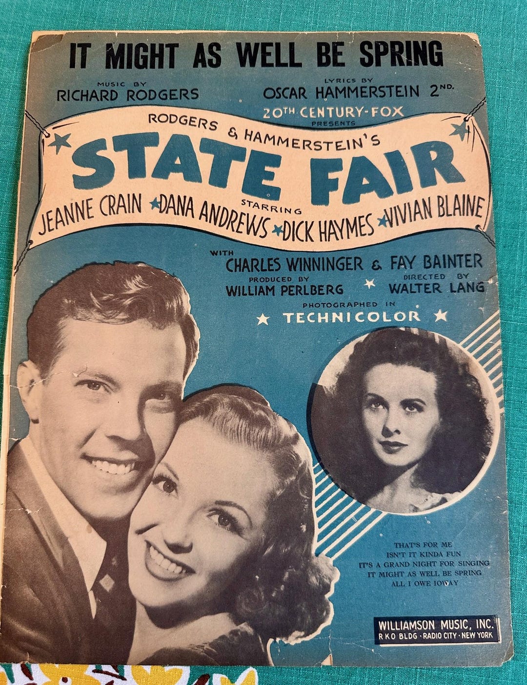 Vintage Sheet Music, State Fair Movie Musical, It Might as Well Be ...