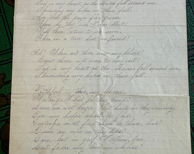 Antique Handwritten Poem, Late 1800s, 19th Century Love Poetry (EP-A106 ...