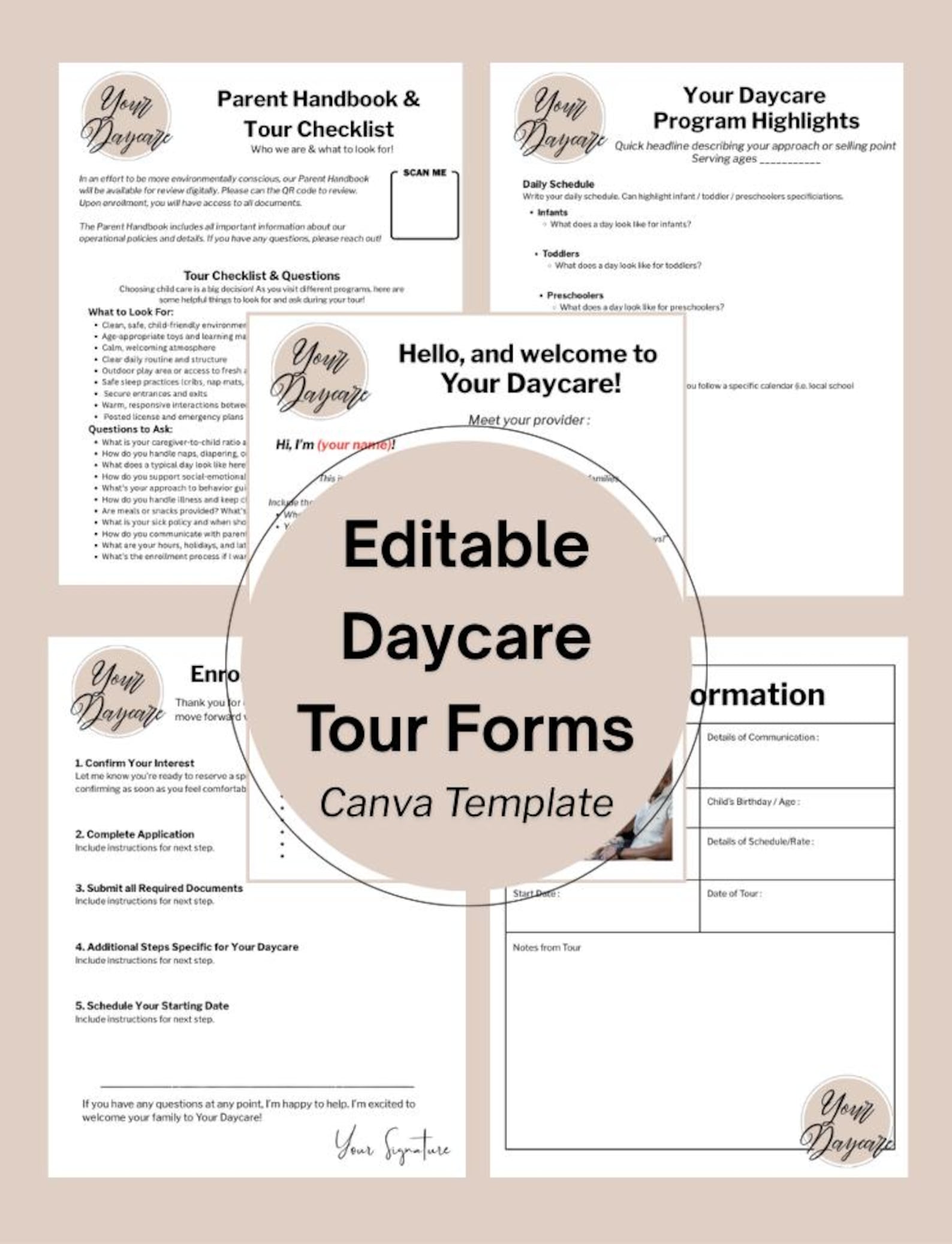 Daycare Tour Folder Template | Editable Childcare Welcome Packet | Home ...