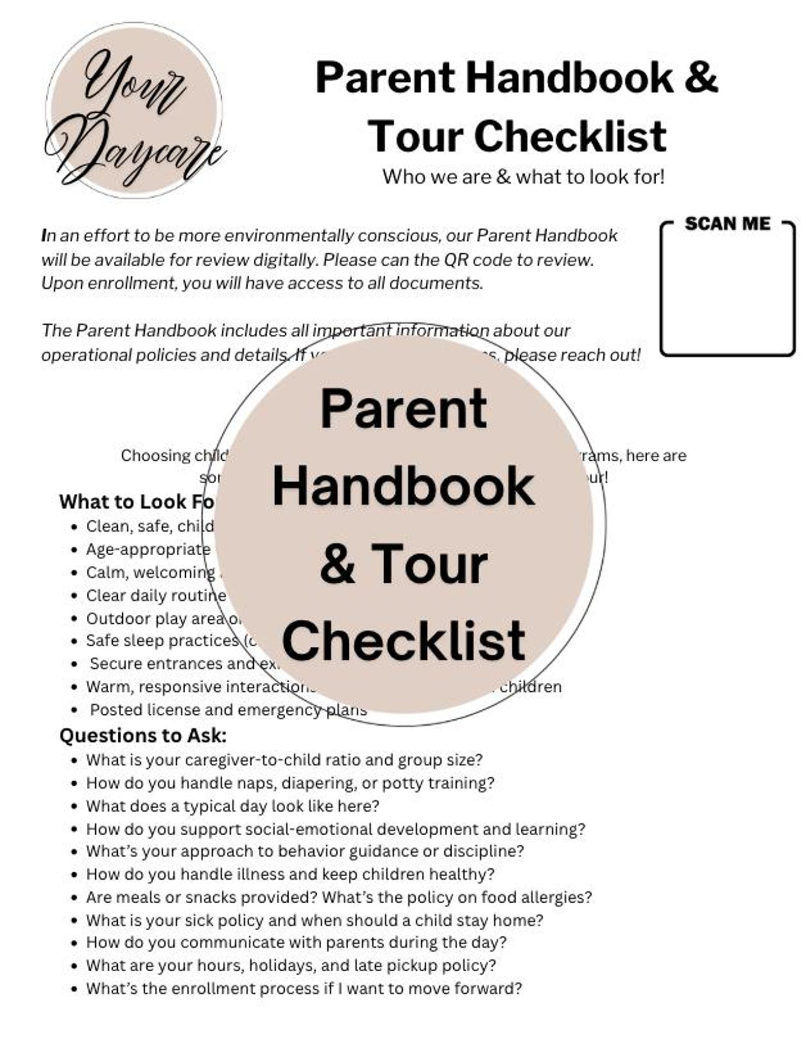 Daycare Tour Folder Template | Editable Childcare Welcome Packet | Home ...