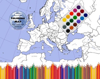 World Map Coloring Page World Sales Map Labeled World Map A4 - Etsy Canada