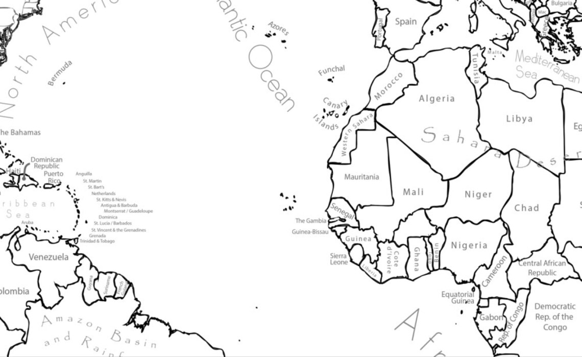 World Map Coloring Page, World Sales Map, Labeled World Map A4 and 8 ...