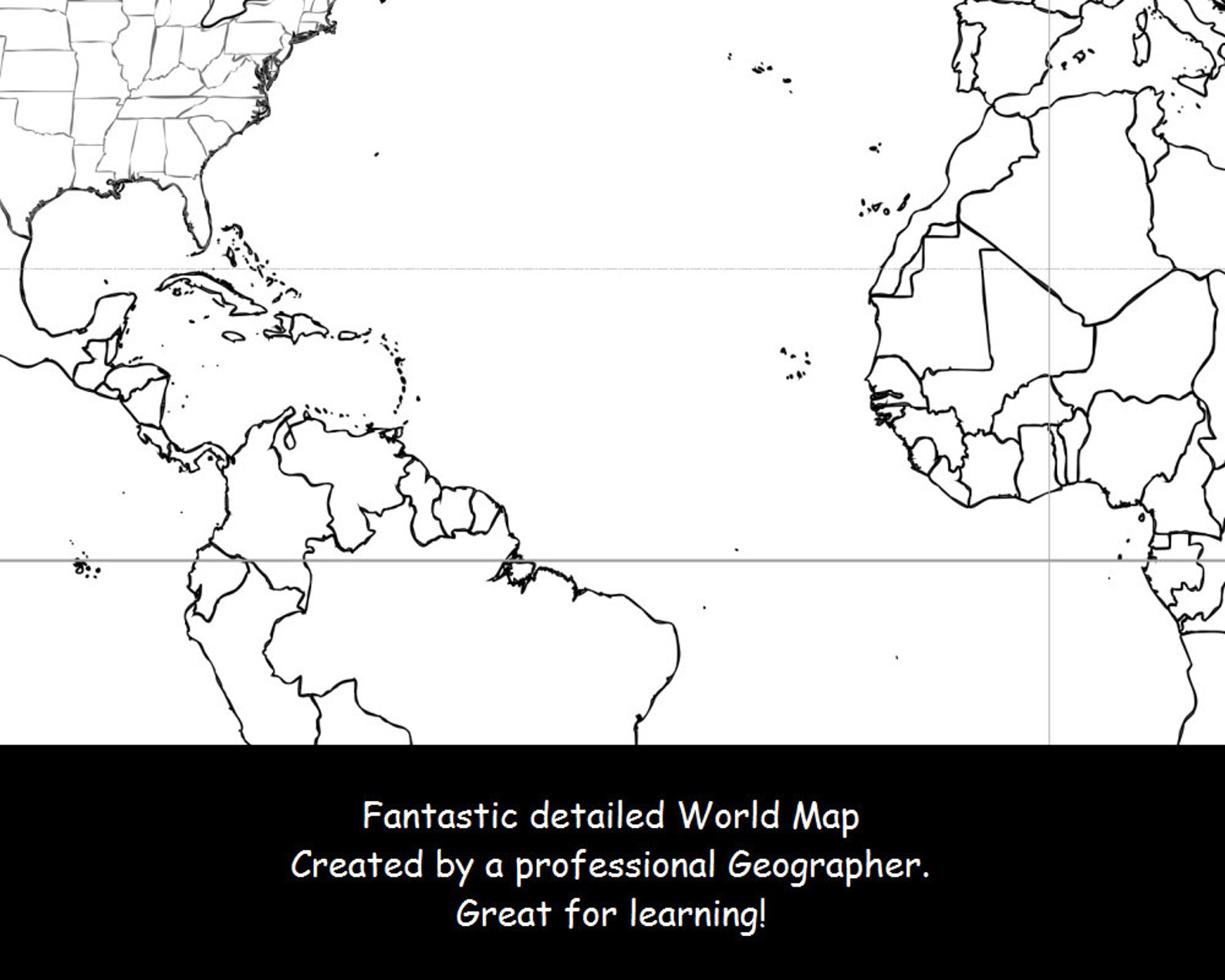 World Map Coloring Page | Black & White Map | Countries Outline | Map ...