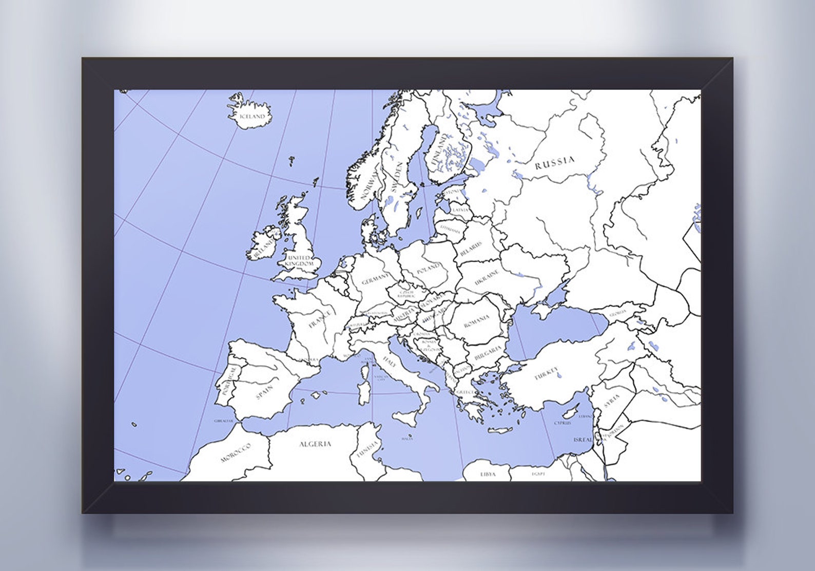 Europe Map 30x20 Inches | Coloring Map | Black & White Map | Countries ...