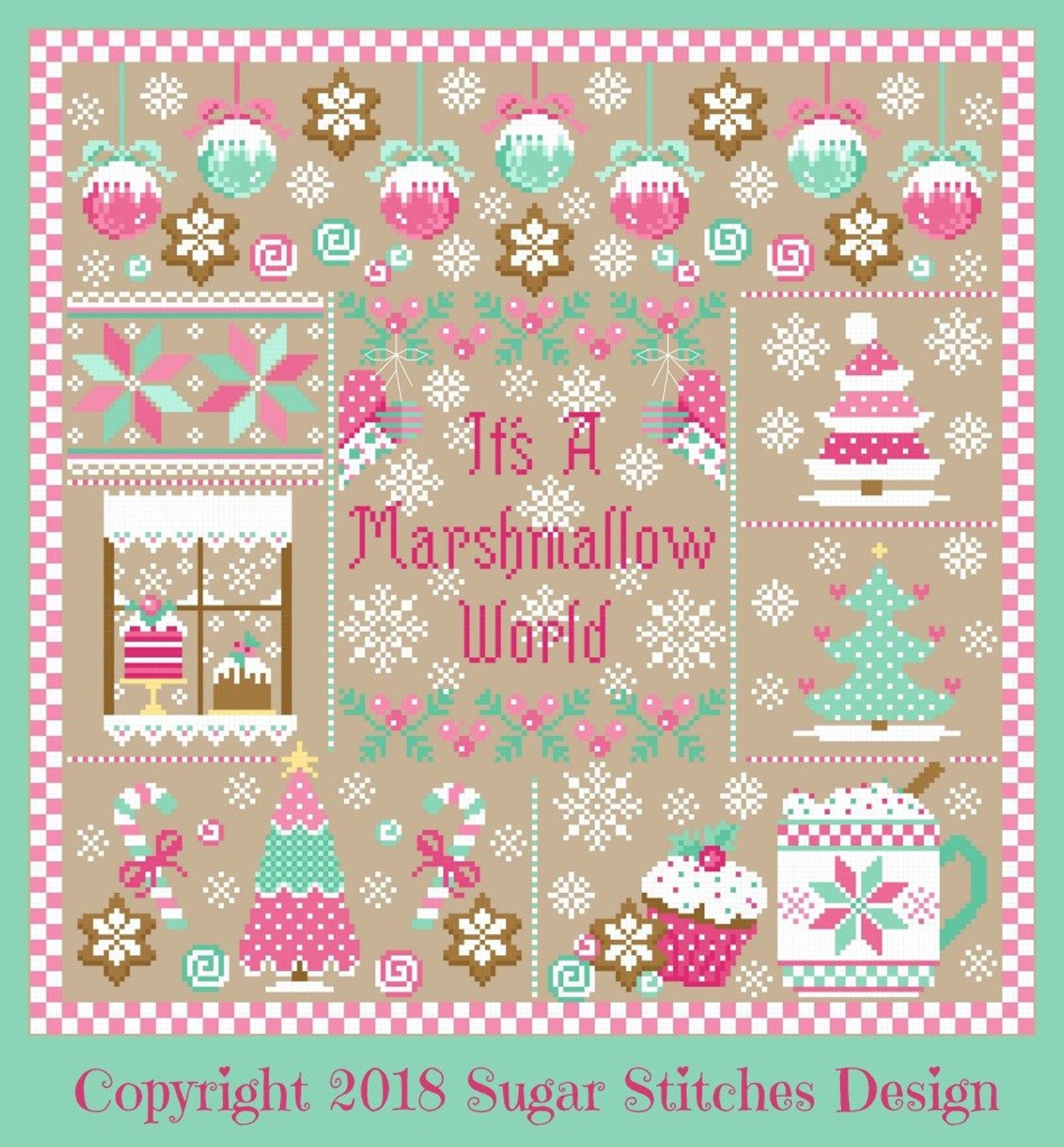 It's A Marshmallow World Christmas Sampler Cross Stitch - Etsy