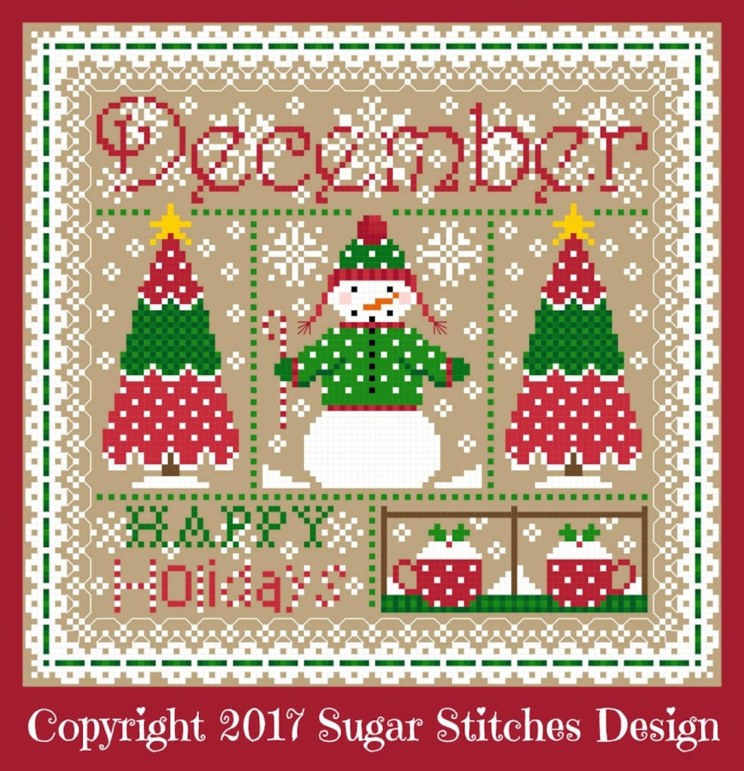 December Monthly Sampler Cross Stitch Chart PDF - Etsy