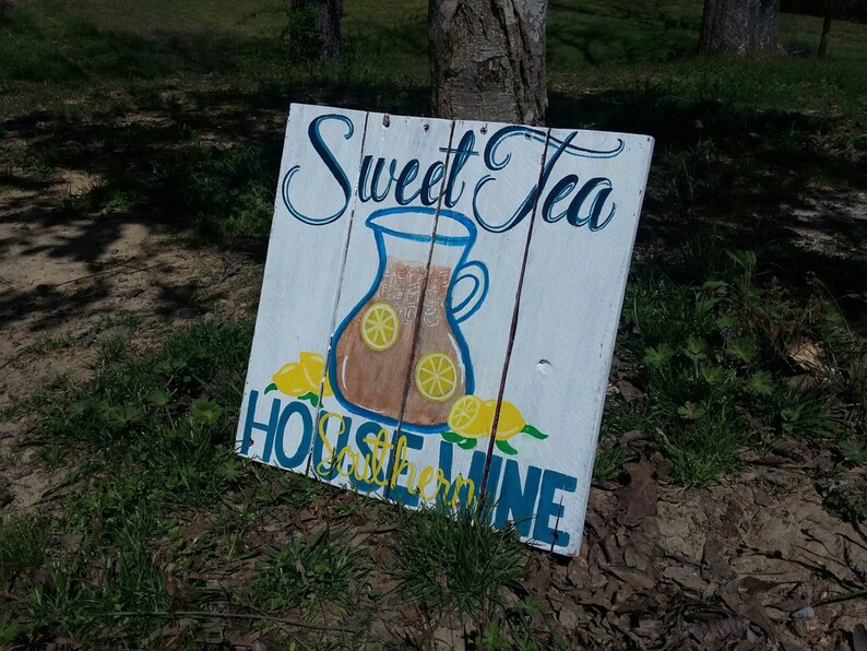 Sweet Tea Southern House Wine sign southern home decor lemon | Etsy