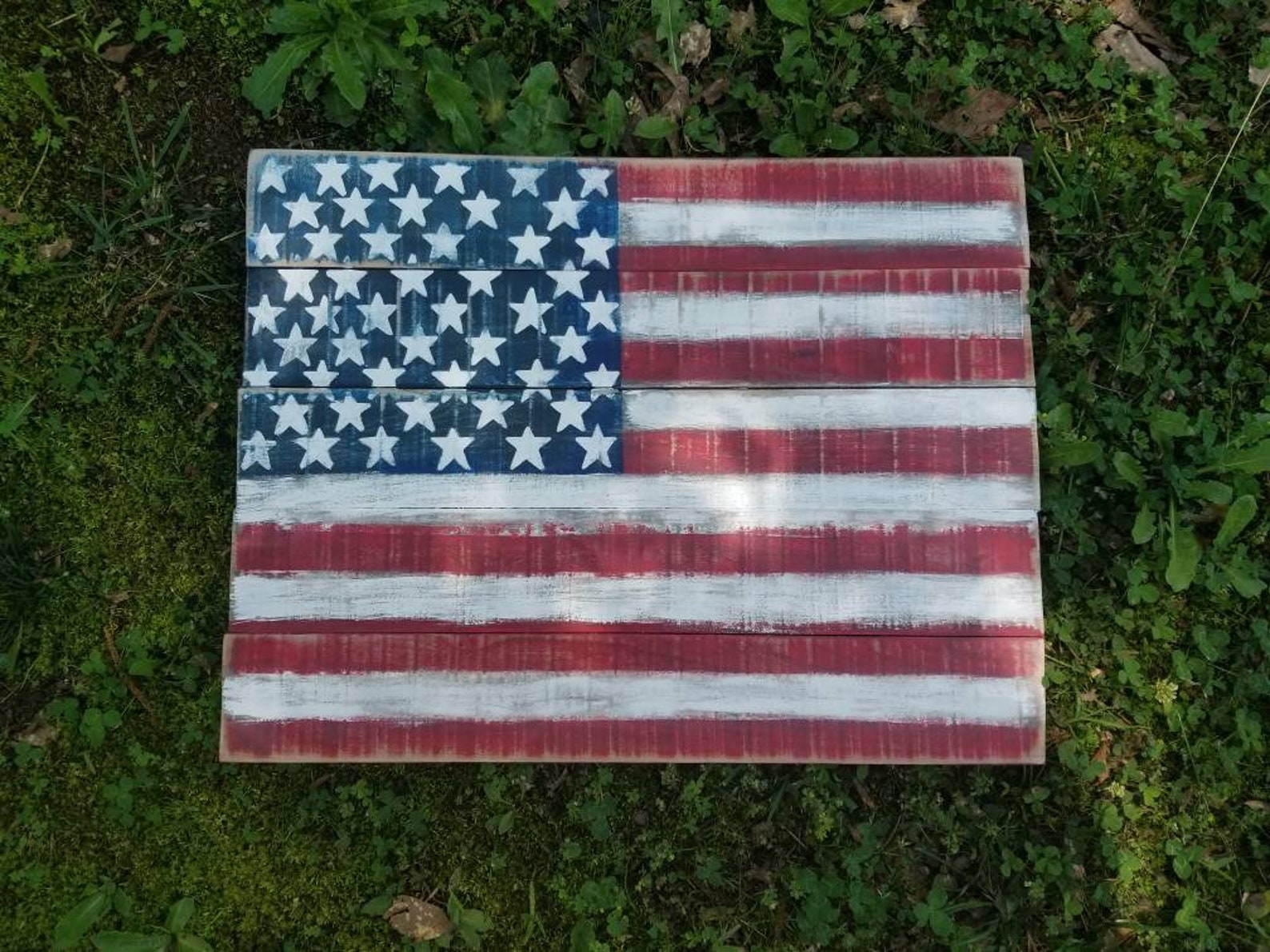Flag sign distressed rustic flag handpainted Flag Old | Etsy