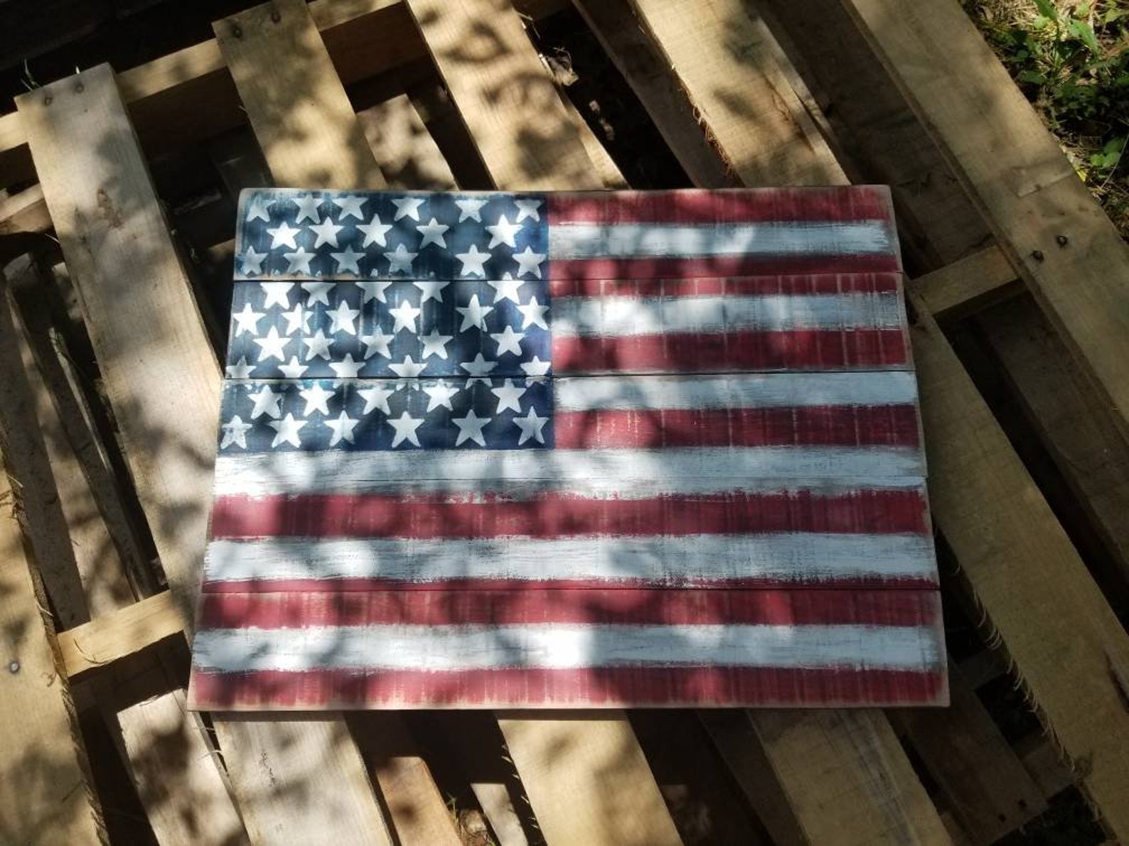 Flag sign distressed rustic flag handpainted Flag Old | Etsy