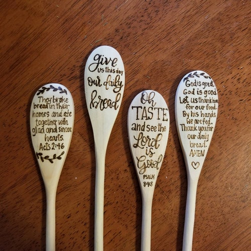 Wood Burned Christian Themed Spoons Bible Verse Wood Spoon - Etsy