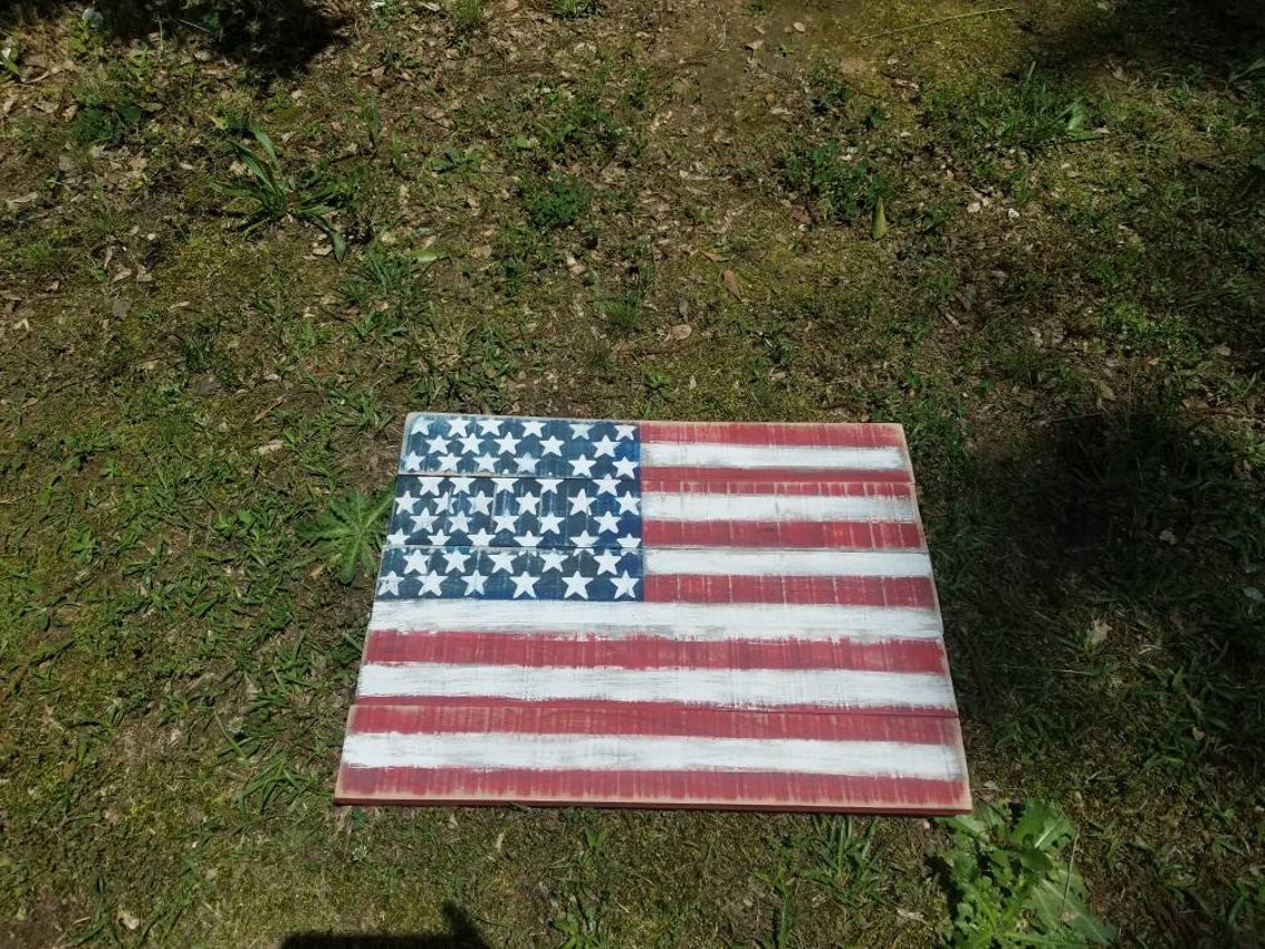 Flag sign distressed rustic flag handpainted Flag Old | Etsy