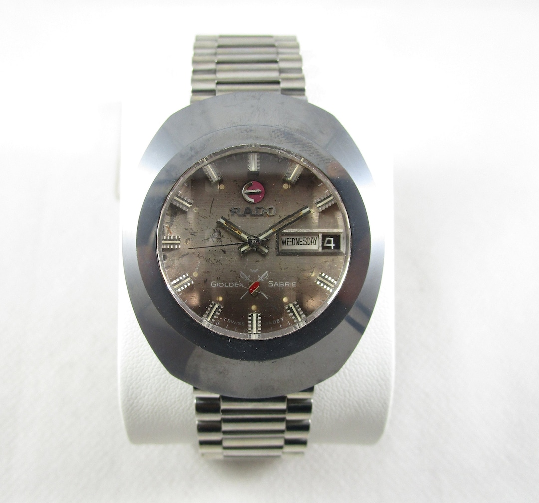 AUTHENTIC VINTAGE RADO Silver Diastar Automatic Day Date Swiss Made Men ...
