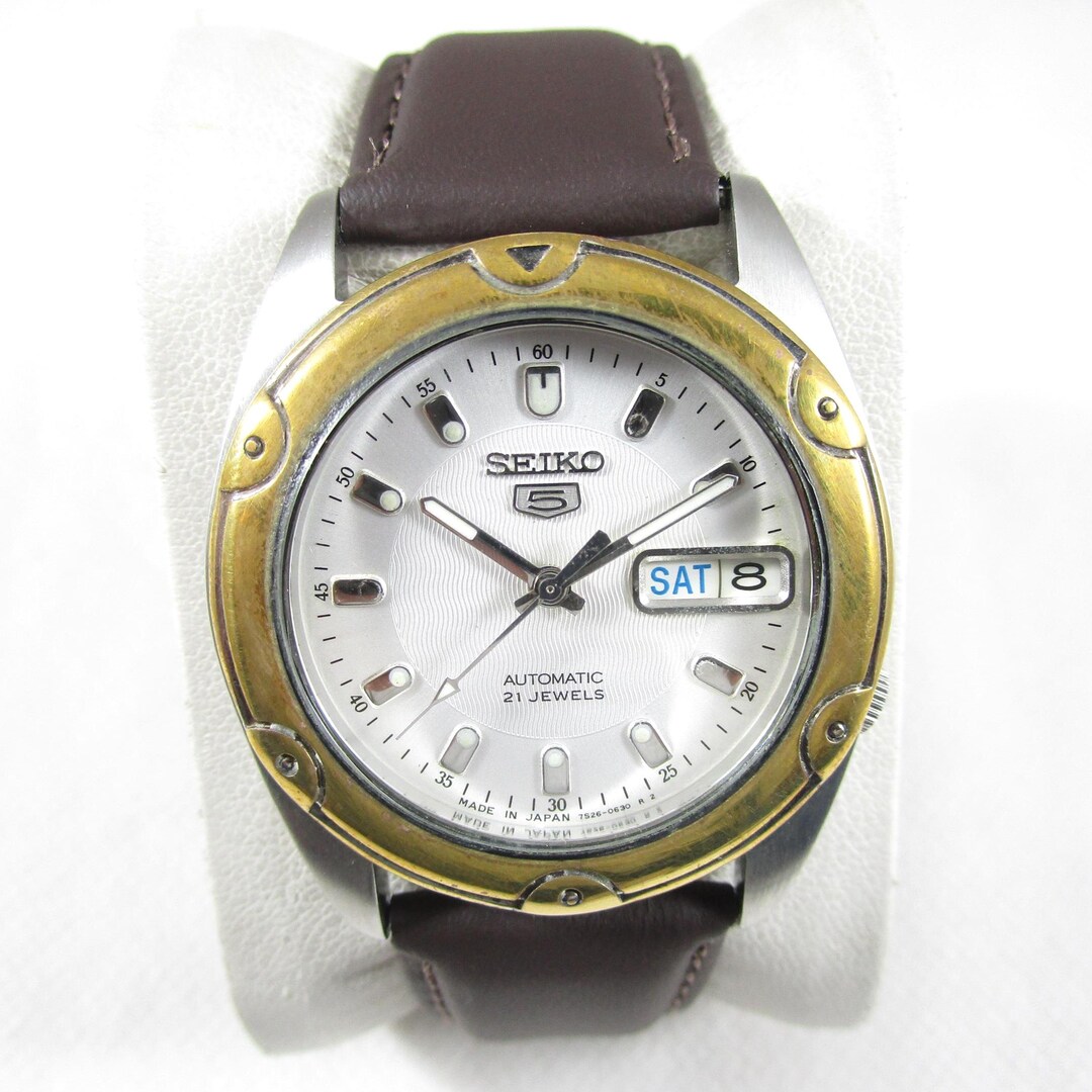 VINTAGE SEIKO 5 21 JEWELS Day Date Automatic Japan Made Wrist Watch # ...