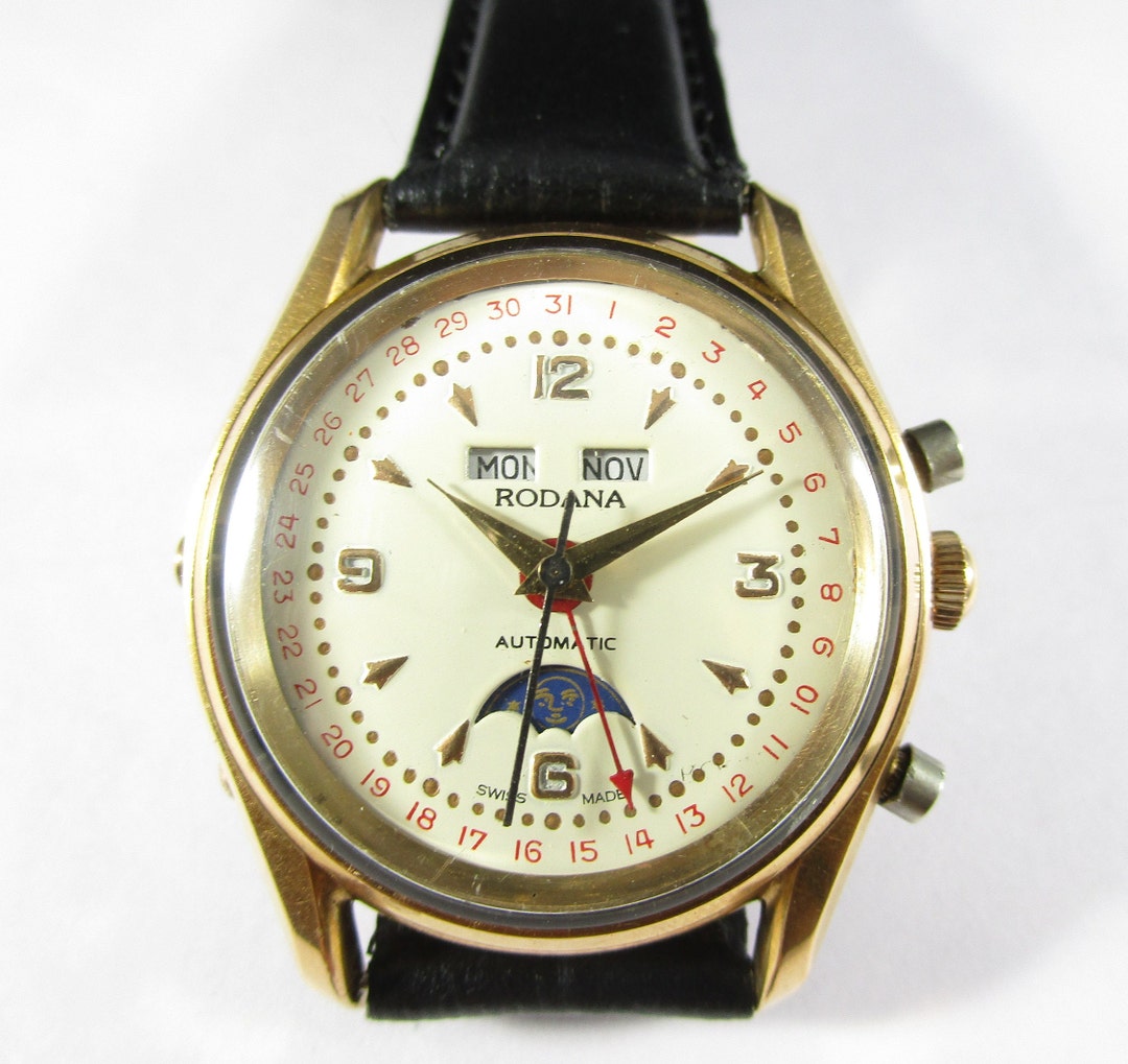 RODANA Triple Calendar Moon Phase Ref. F.693 Swiss Collectible Wrist ...