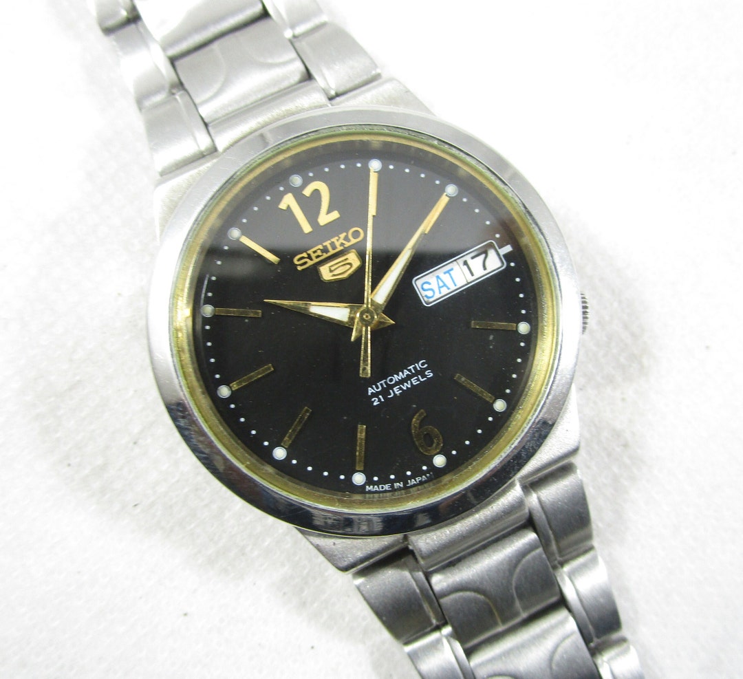 Vintage SEIKO 5 21 JEWELS Automatic Transparent Back Side Day Date ...