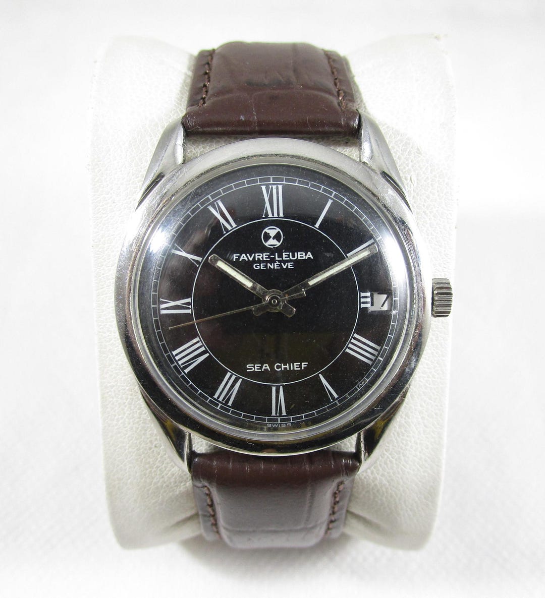 Original 100% Vintage FAVRE LEUBA GENEVE Date Sea-chief Winding Swiss ...