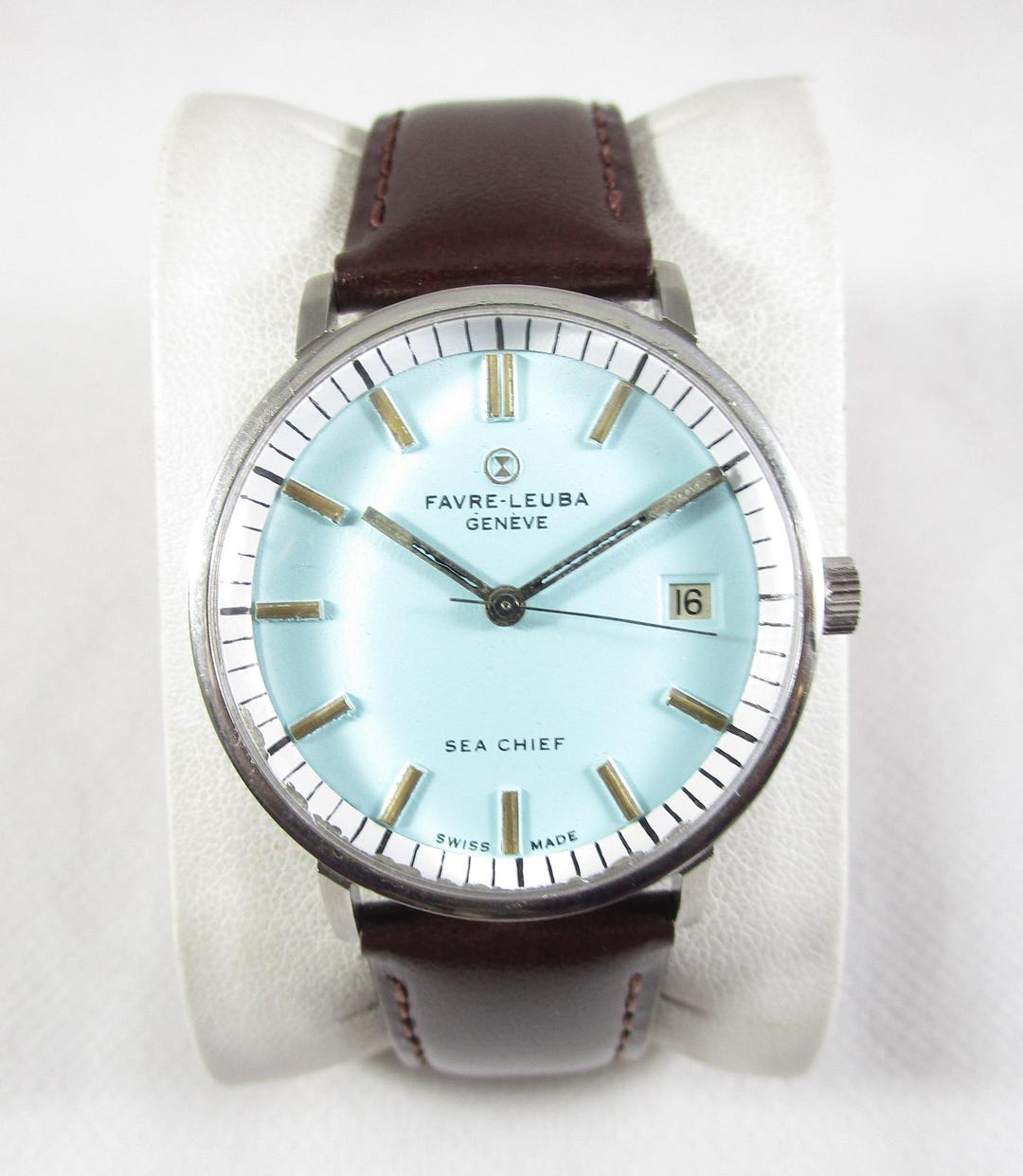 Original 100% Vintage FAVRE LEUBA GENEVE Date Sea-chief Winding Swiss ...