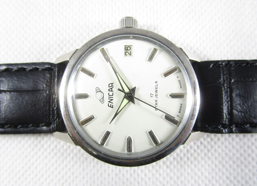 ENICAR STAR 17 JEWELS Date Swiss Made Winding Vintage Watch #Z552 - Etsy