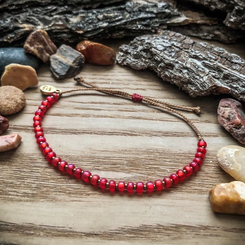Red Beaded Bracelet - Etsy