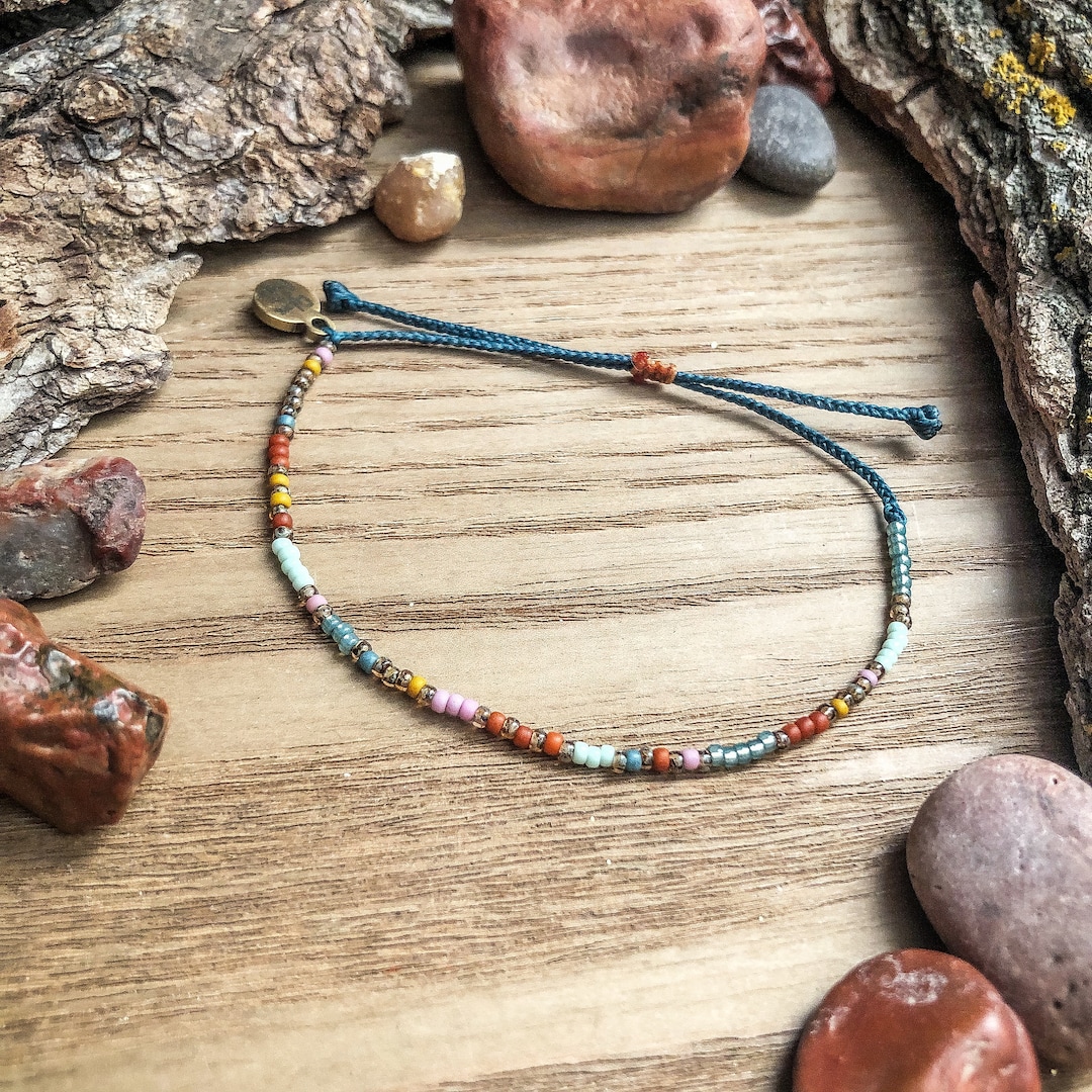 THE LAST FRONTIER Seed Bead Dainty Bracelet, Adjustable Bracelet ...