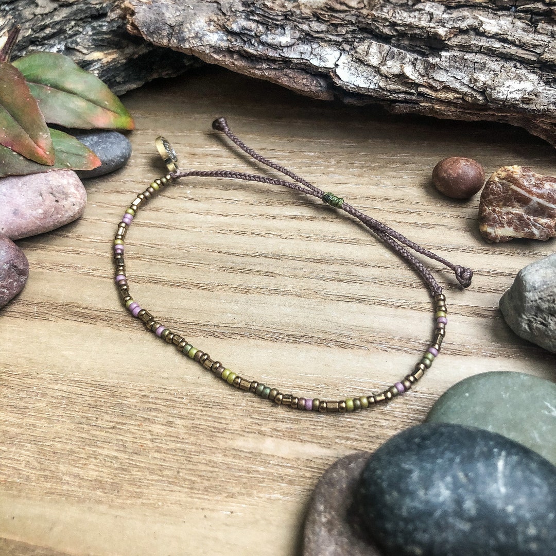 PRAIRIE ROSE Seed Bead Bracelet, Adjustable Dainty Jewelry - Etsy
