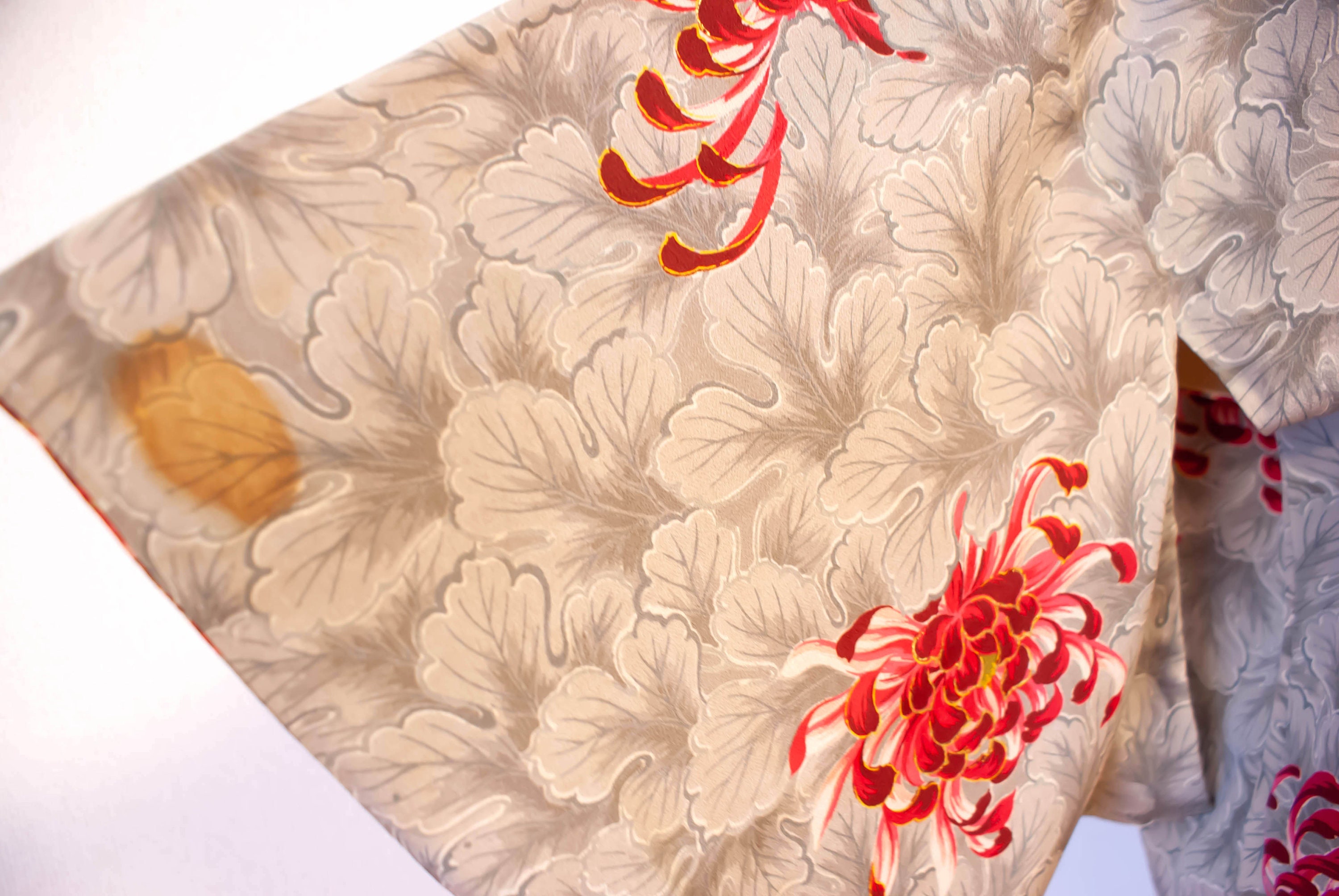 Gray with pink yellow flower Haori / kimono jacket / vintage | Etsy